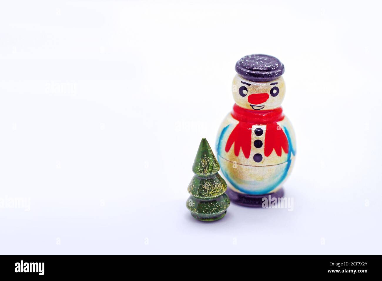 Traditional wooden russian toy. Nesting dolls - snowman and christmas ...