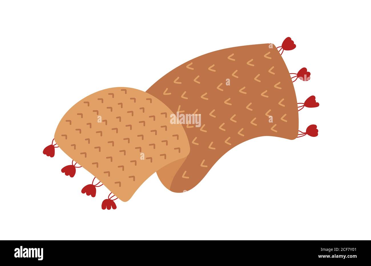 home knitted blanket. Cozy light soft clothes for rest. Delicate beige ...