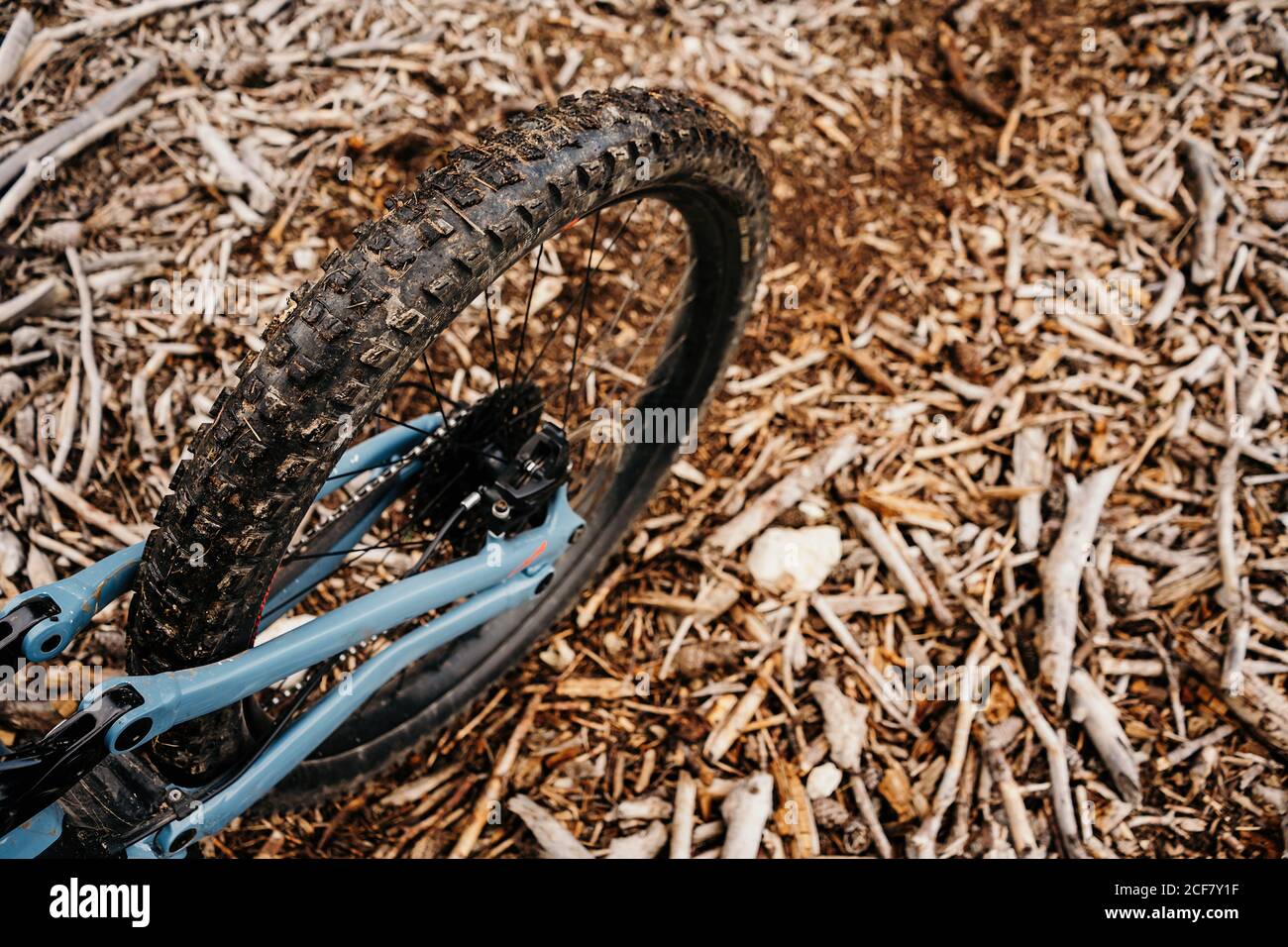 Bike on ground in countryside Stock Photo - Alamy