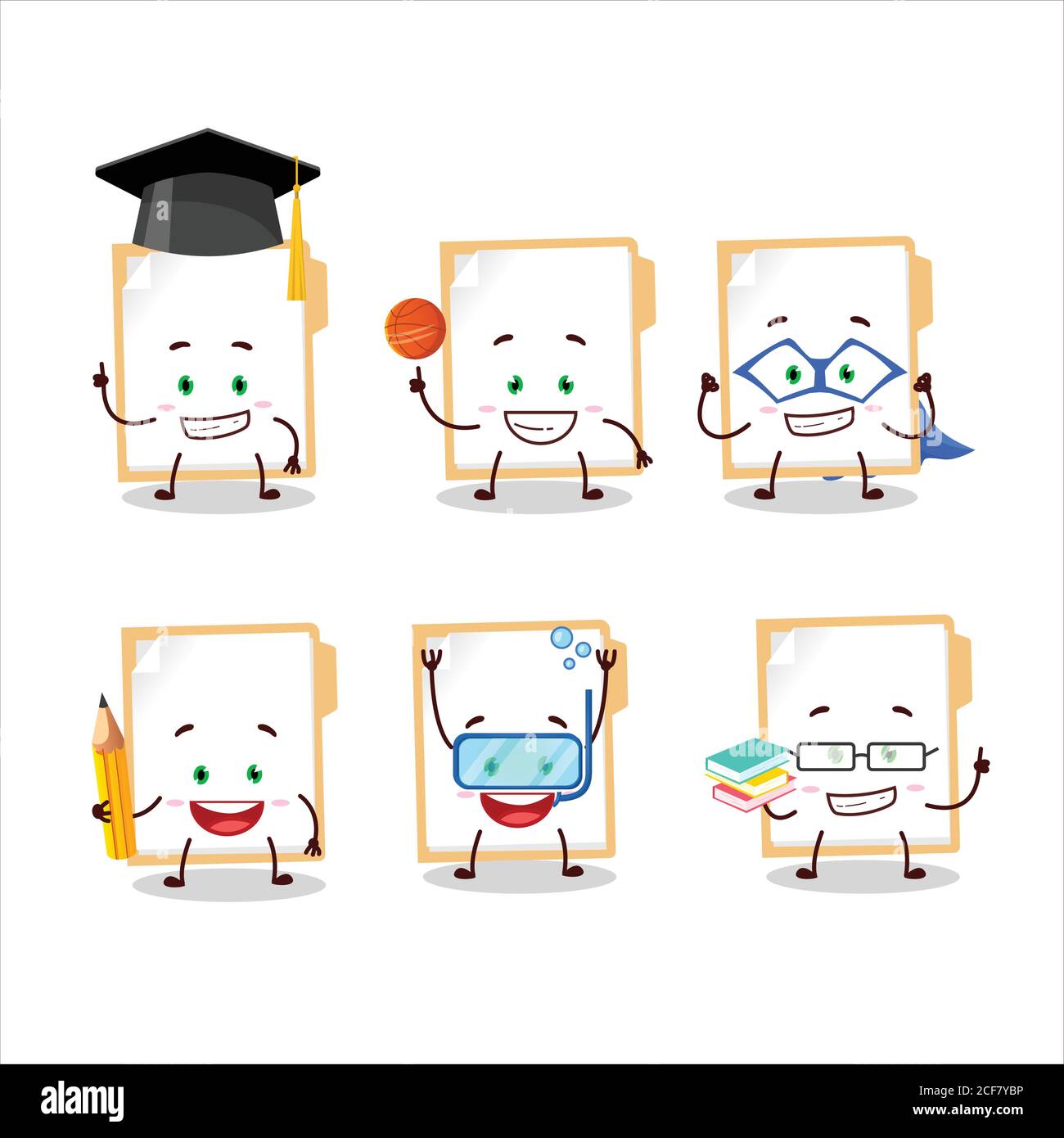 School student of brown manila folder cartoon character with various ...