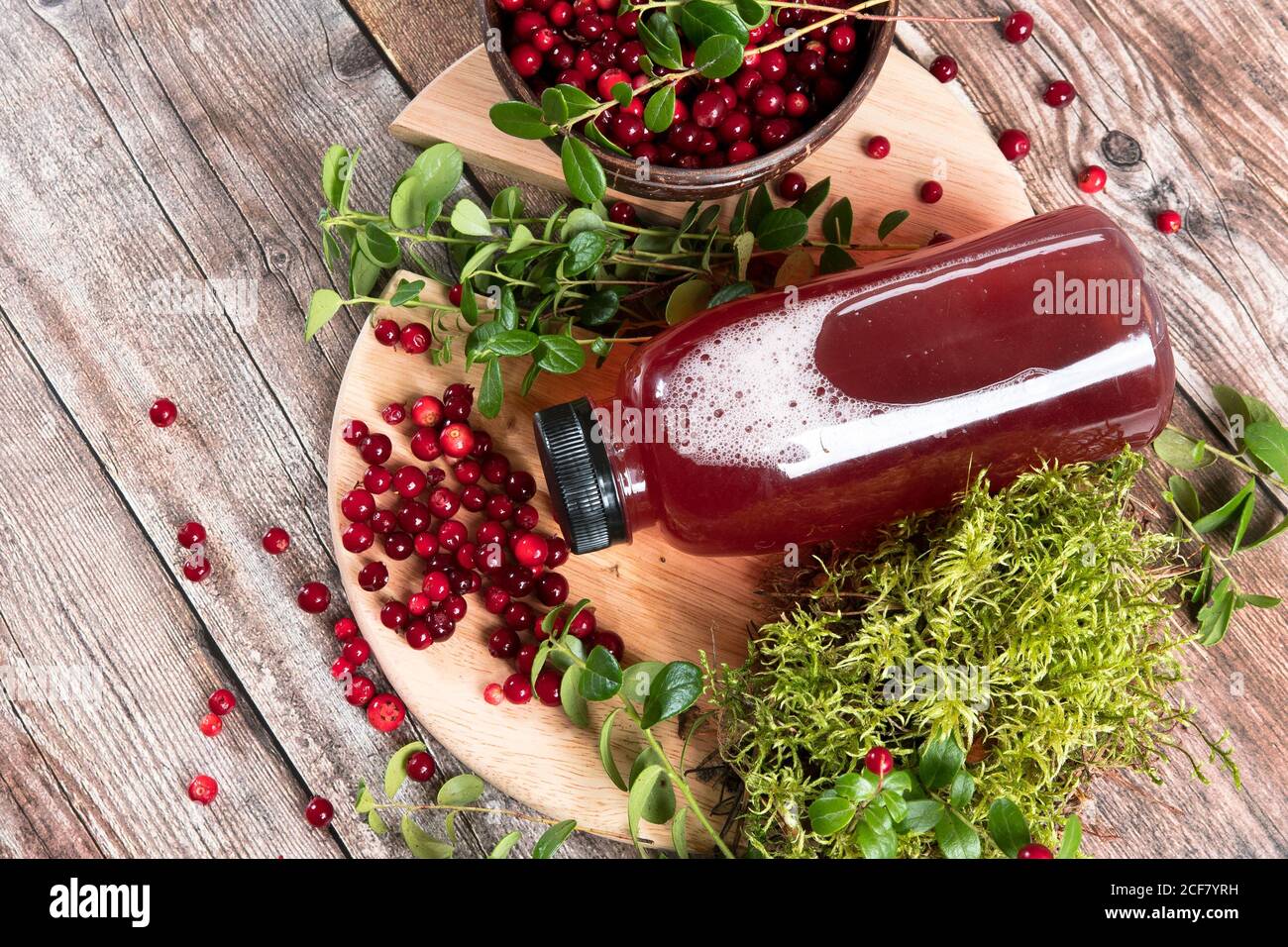 Healthy cranberry juice and raw cranberries. Traditional Russian ...