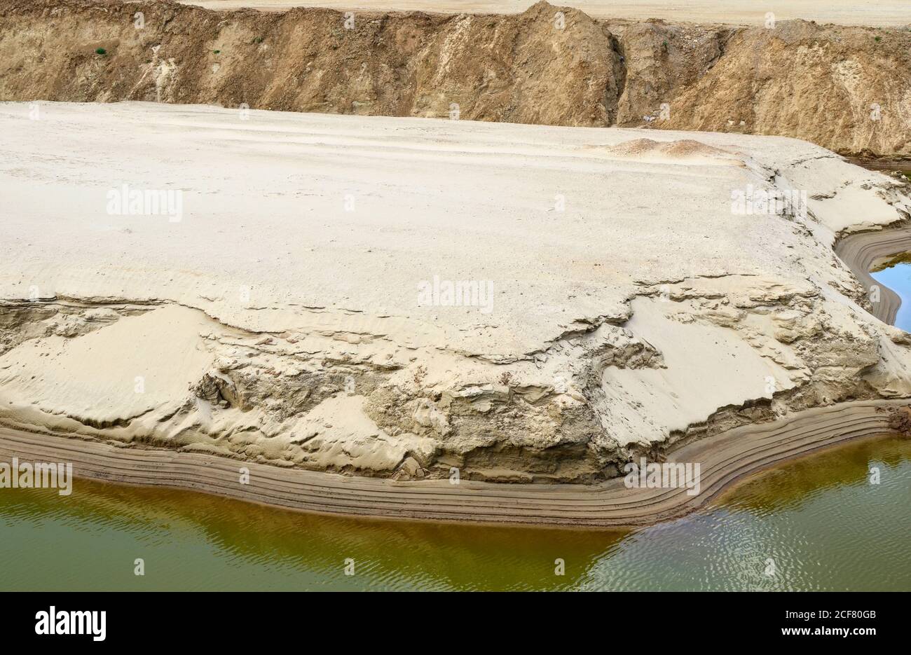 Sand and gravel washing production process in open-pit mining. Crushing ...