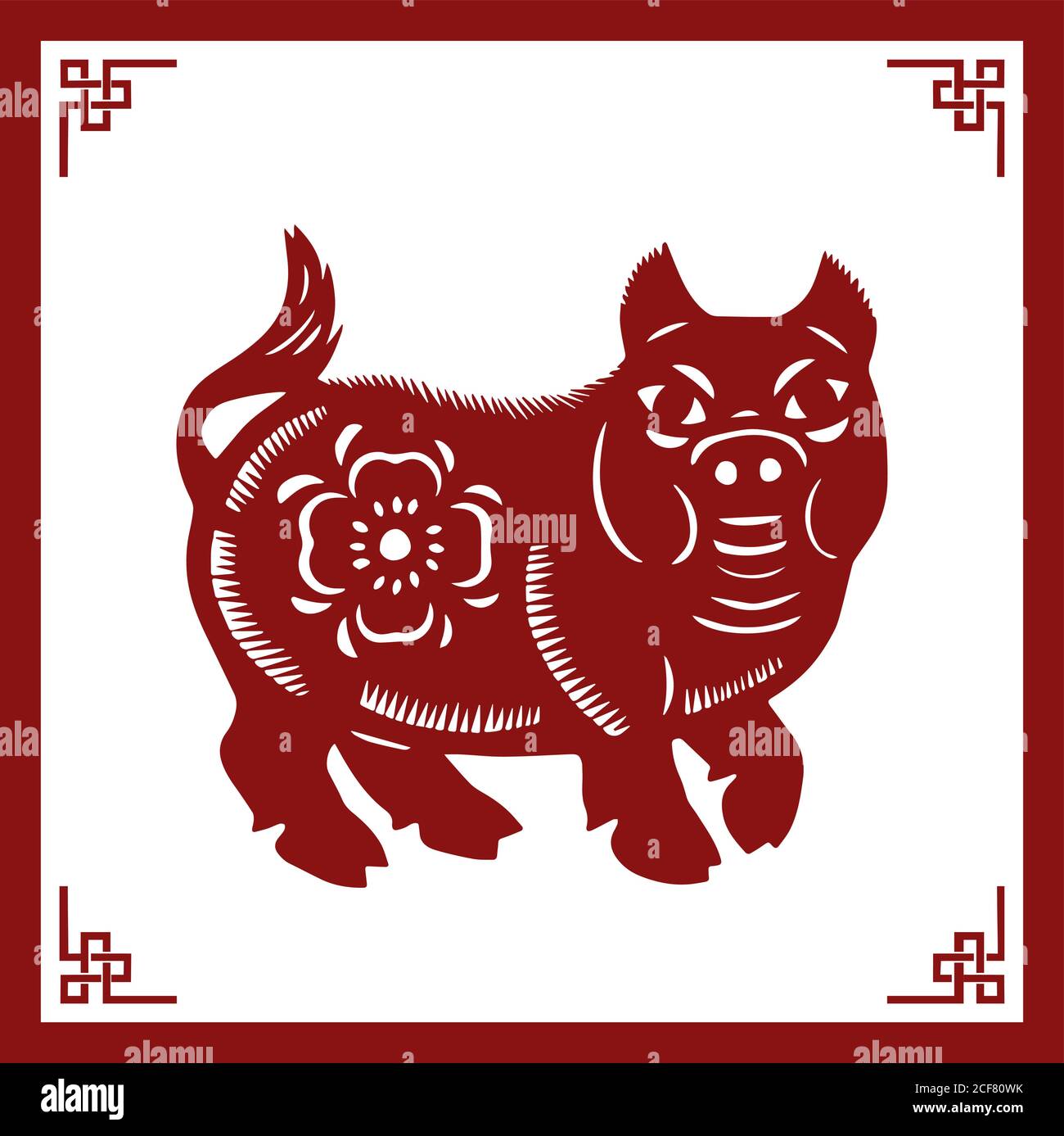 The Classic Chinese Papercutting Style Illustration, A Cartoon Pig, The ...