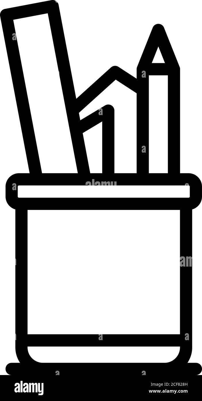 Home office pencils pot icon, outline style Stock Vector Image & Art ...