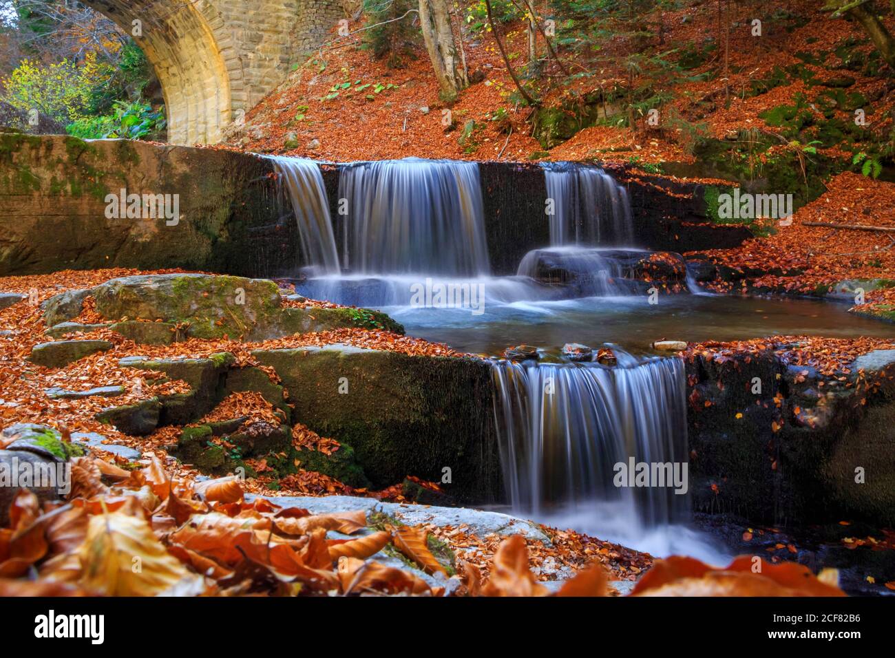 Autumn waterfall stream, long exposure Stock Photo - Alamy