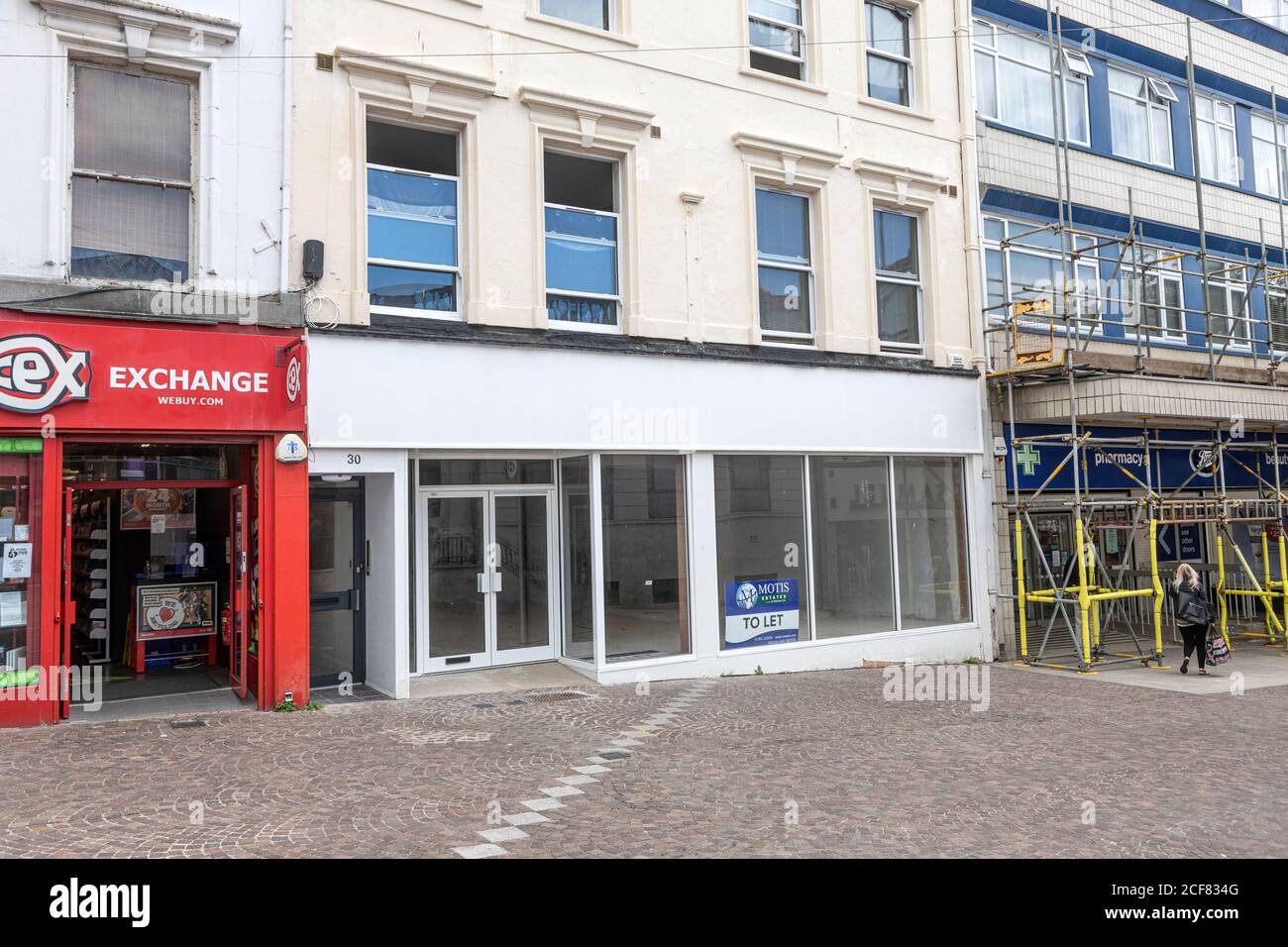 Closed and empty high street shops in Folkestone, Kent Stock Photo - Alamy