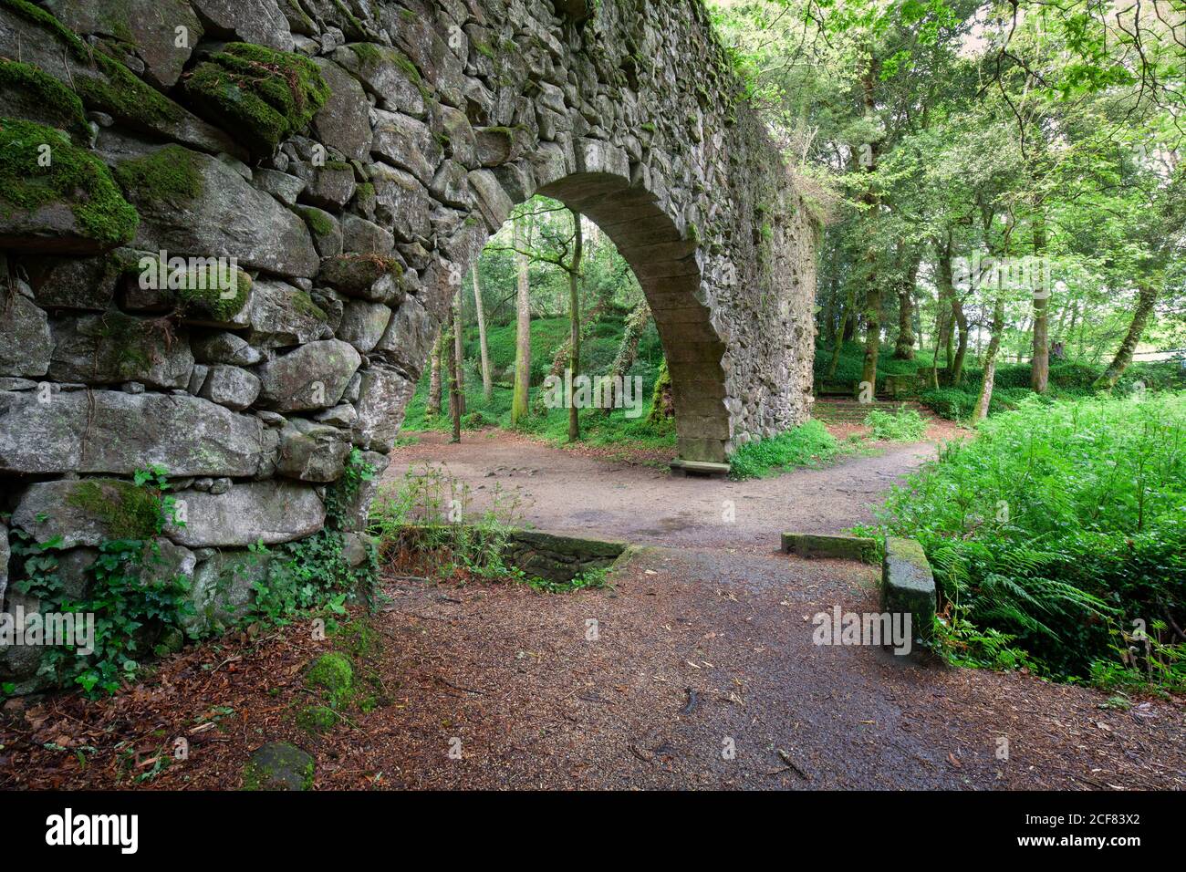Fantastic castle in the Galician mythological mountains, Aldan, Spain ...