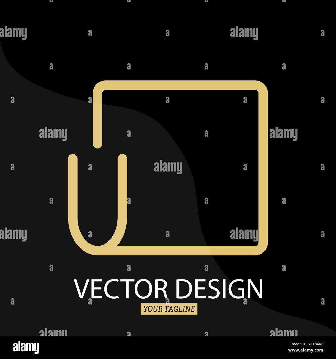 Stylized letter U with a square frame. Vector template for logo, label ...