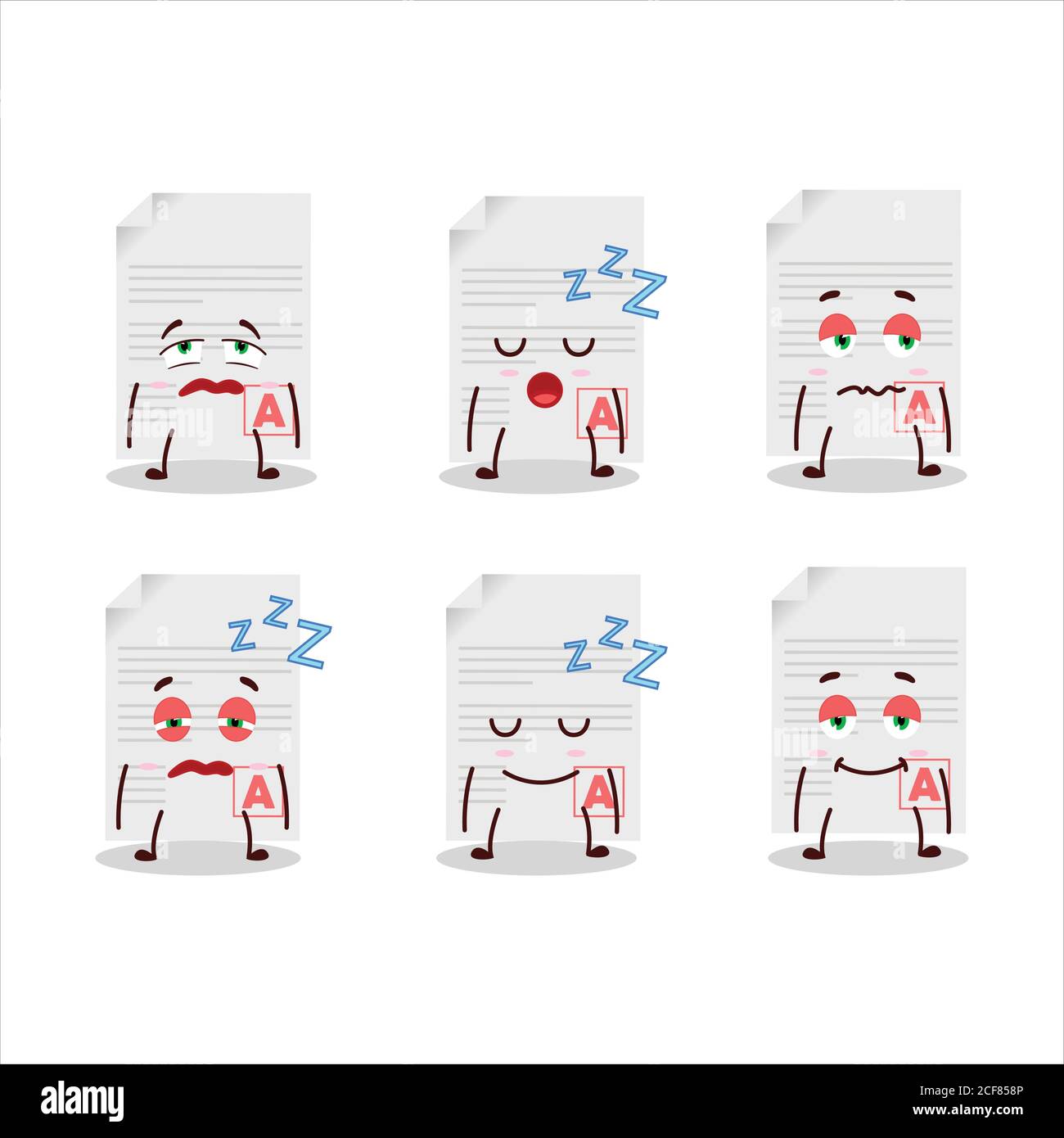 Cartoon character of grades paper with sleepy expression Stock Vector ...