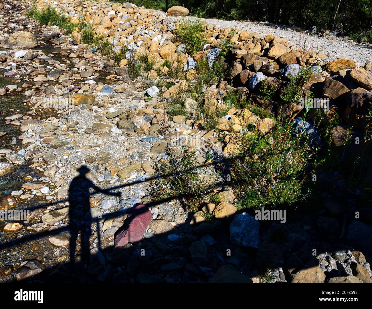A pilgrim shadow crossing a river Stock Photo - Alamy