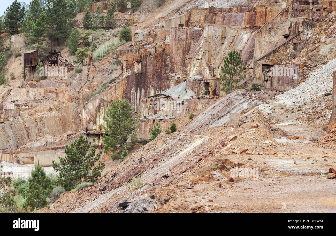 landscape of old mining structures in Riotinto Huelva Spain Stock Photo ...