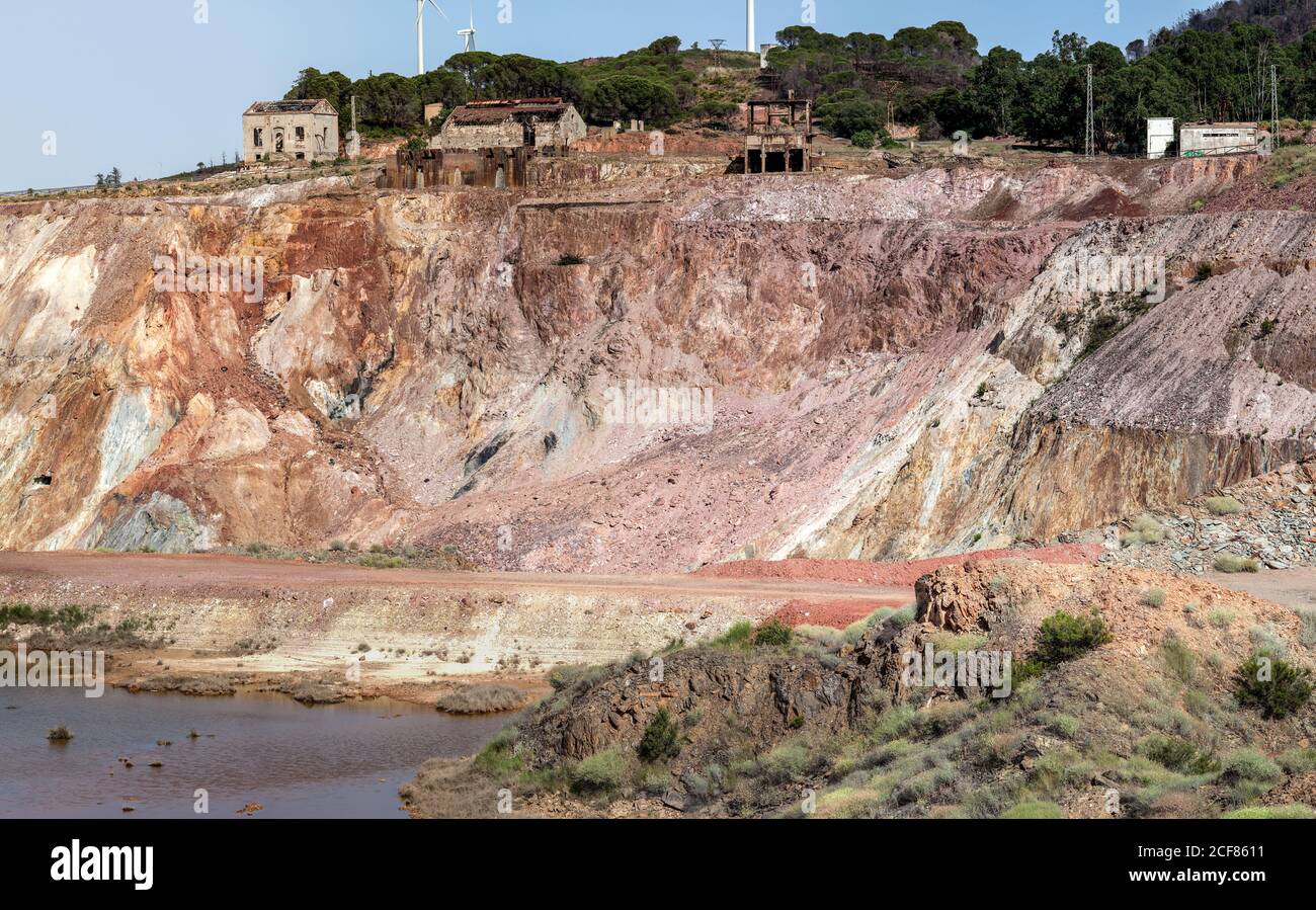 landscape of old mining structures in Riotinto Huelva Spain Stock Photo ...