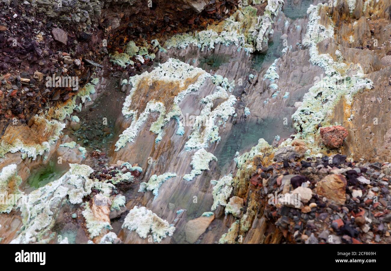 Close-up view of sediments on rocks in Riotinto, Huelva Stock Photo - Alamy