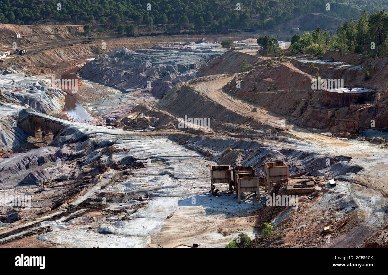 landscape of old mining structures in Riotinto Huelva Spain Stock Photo ...