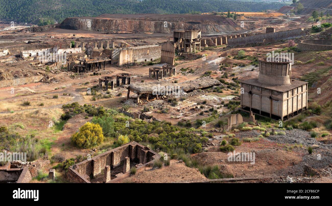 landscape of old mining structures in Riotinto Huelva Spain Stock Photo ...