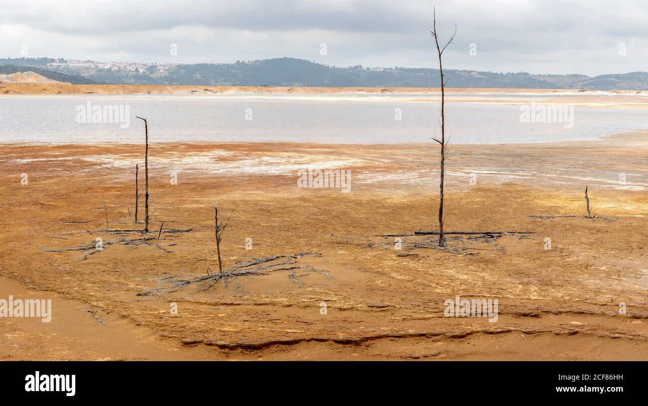 Dry channel of river stream in Riotinto, Huelva Stock Photo - Alamy