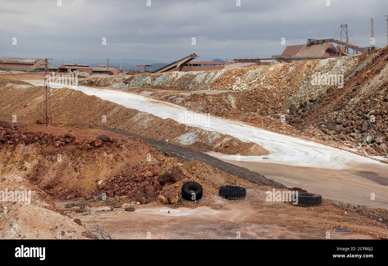landscape of old mining structures in Riotinto Huelva Spain Stock Photo ...