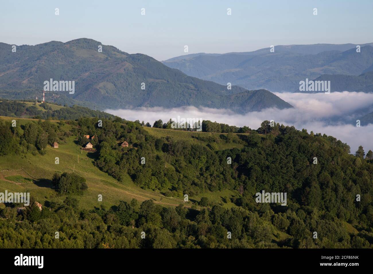 Aerial shot of an amazing landscape in Apuseni Mountains in ...