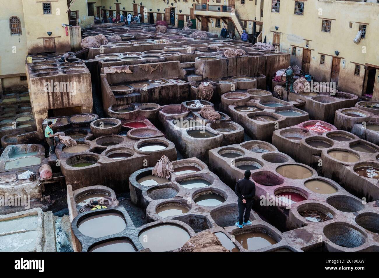 Marrakesh, Morocco - December 12, 2017: Top view of people preparing ...