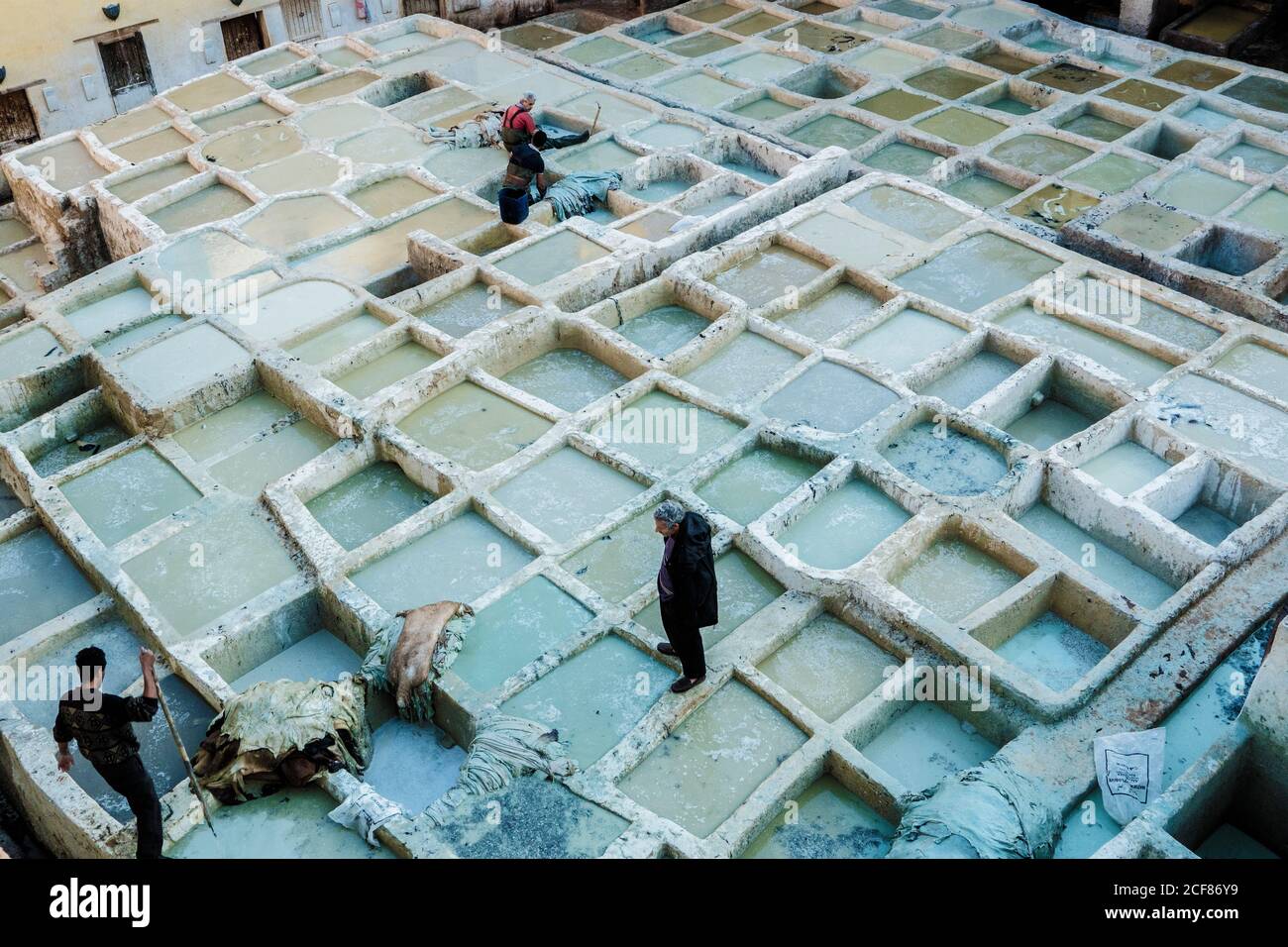 Marrakesh, Morocco - December 12, 2017: Top view of people preparing ...