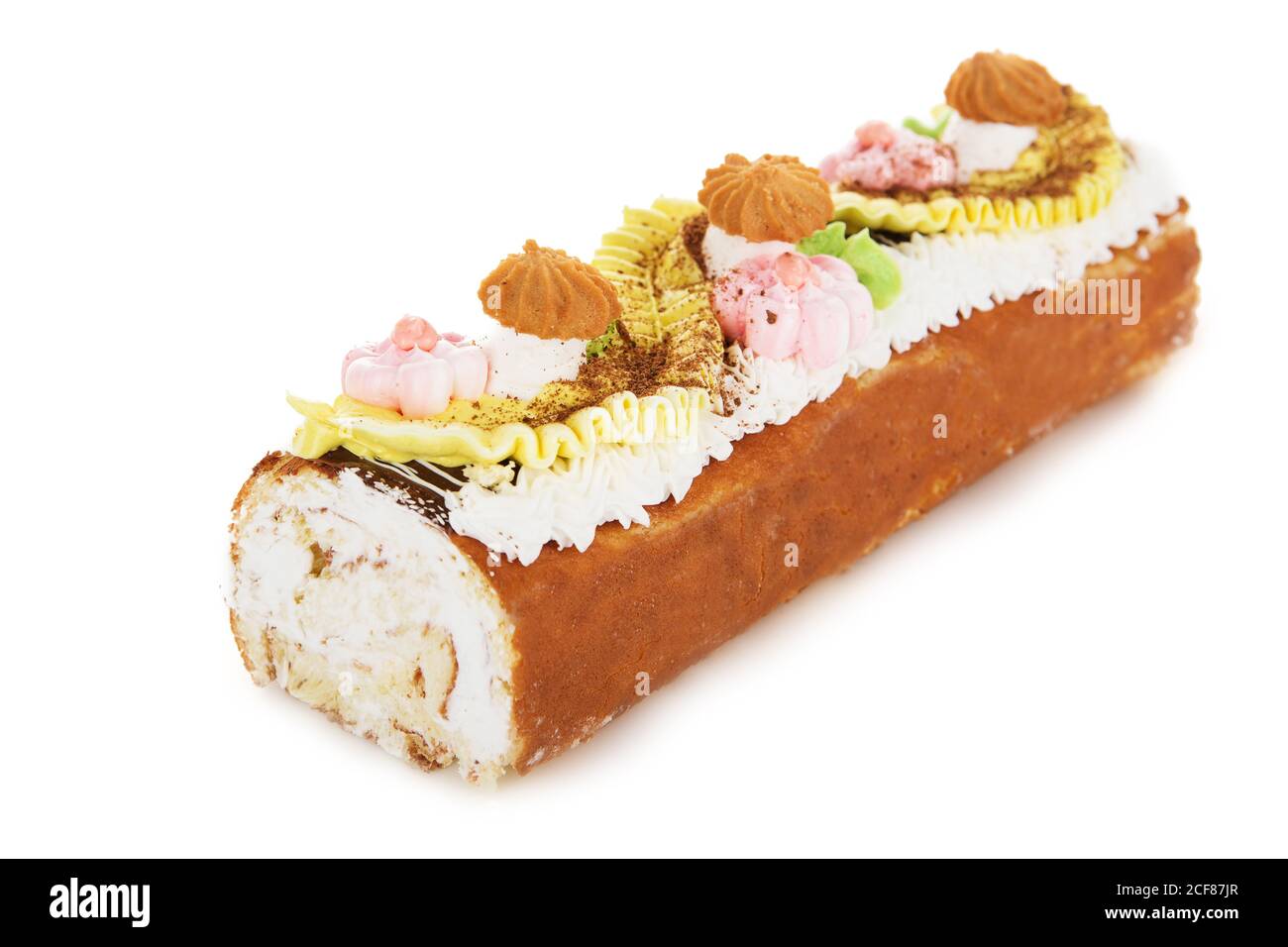 biscuit Swiss roll isolated on white background Stock Photo - Alamy