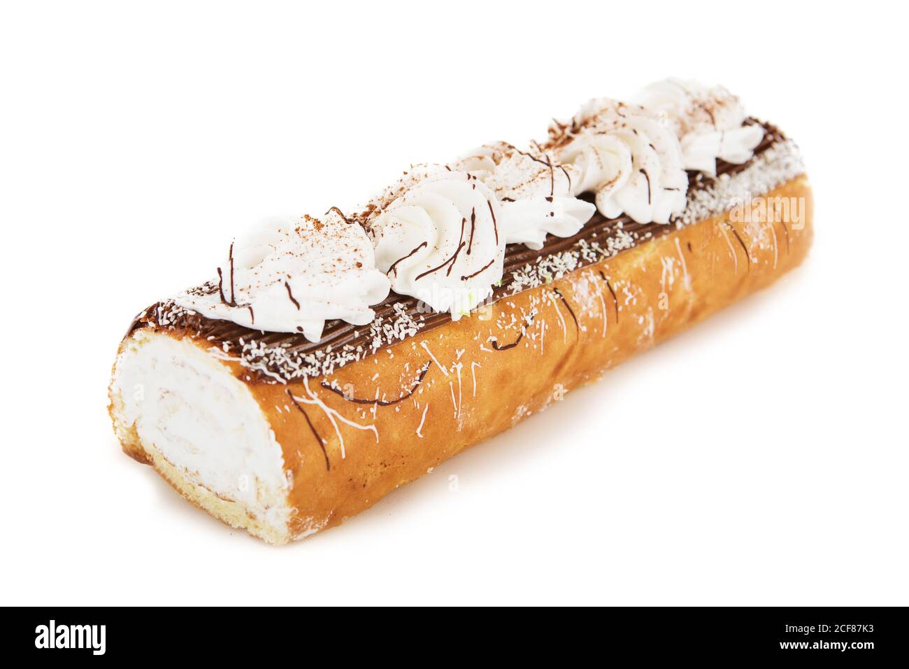 biscuit Swiss roll isolated on white background Stock Photo - Alamy