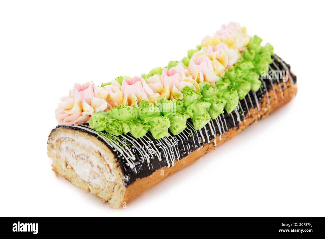 biscuit Swiss roll isolated on white background Stock Photo - Alamy