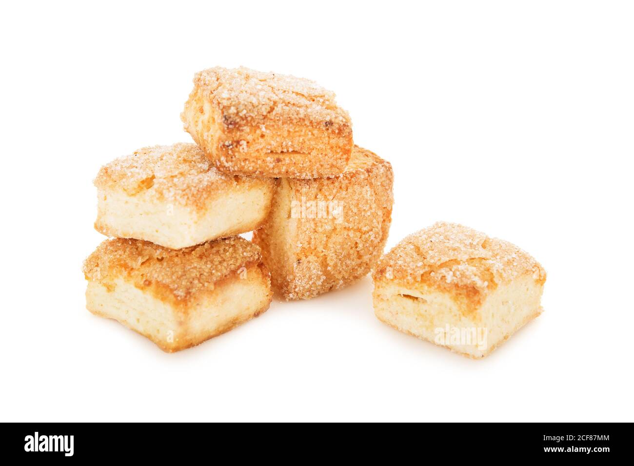 Sweet cookies in the shape of cubes isolated on white background Stock ...