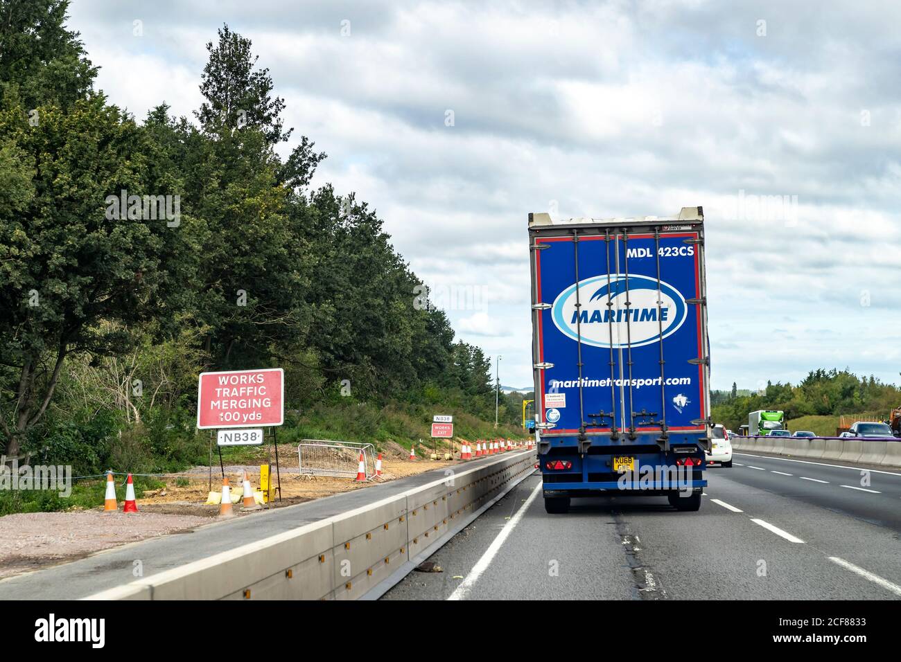 M1 motorway heading North where work upgrading to smart motorway ...