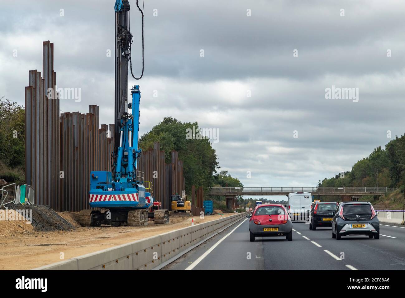 M1 motorway heading North where work upgrading to smart motorway ...