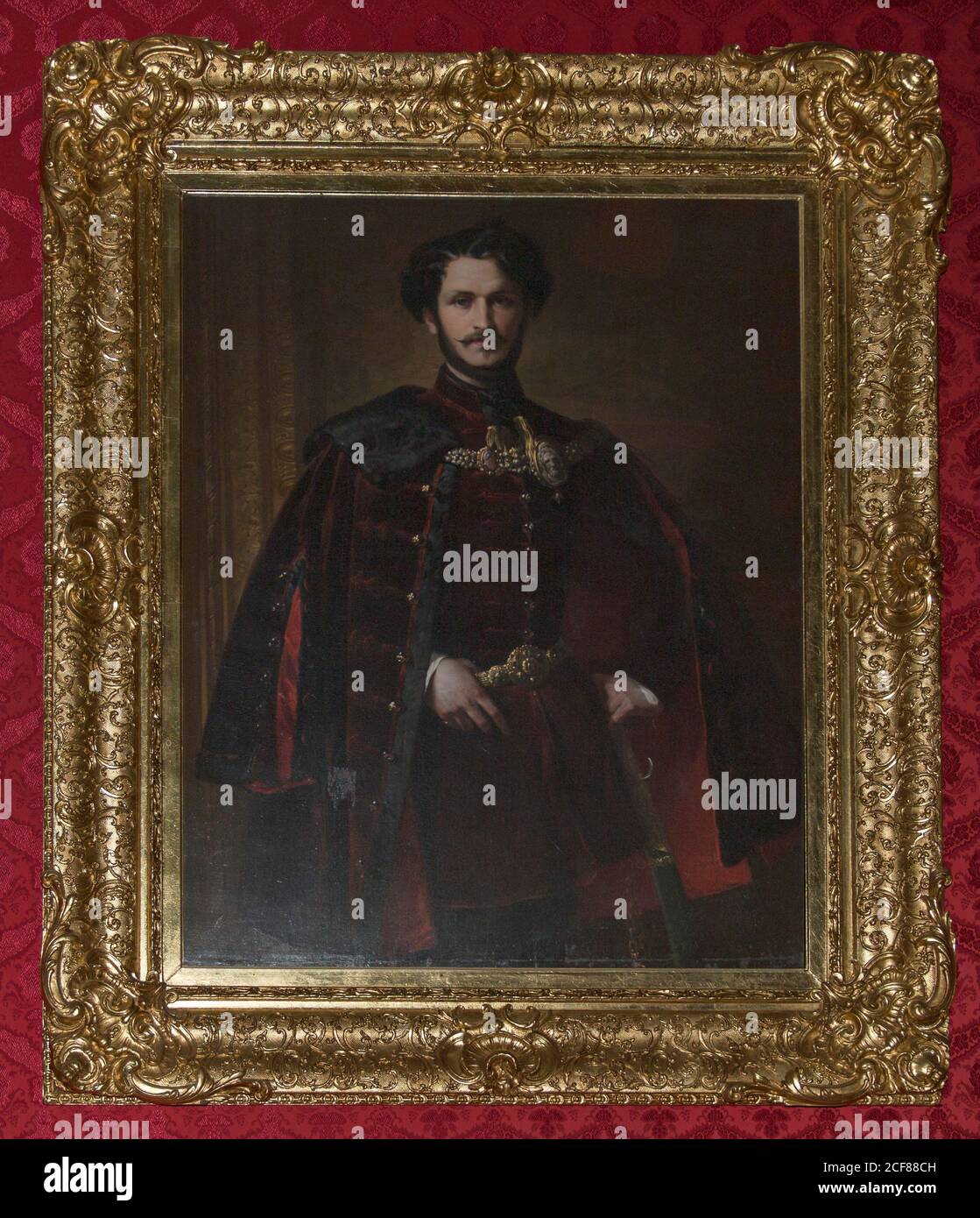 Golden framed picture of Count Gyula Andrássy in the family's hunting ...