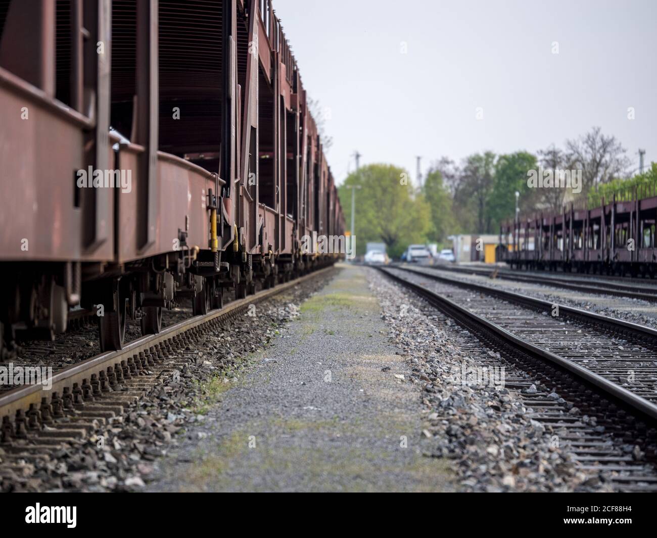 Line of old train carriages on a railway Stock Photo - Alamy