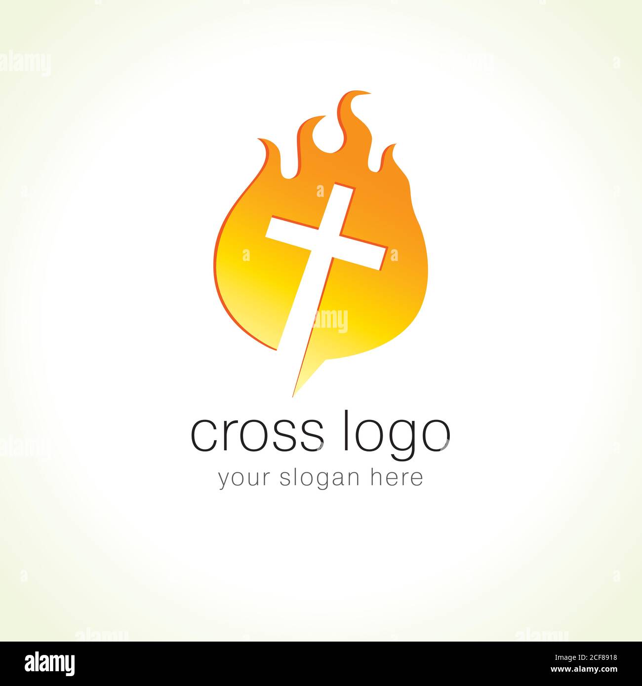 Cross on fire christian church logo. Vector icon for churches ...