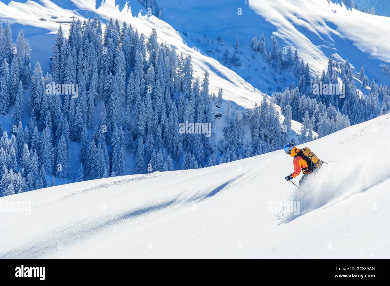Female skier in fantastic backcountry area near Kitzbühel Stock Photo ...
