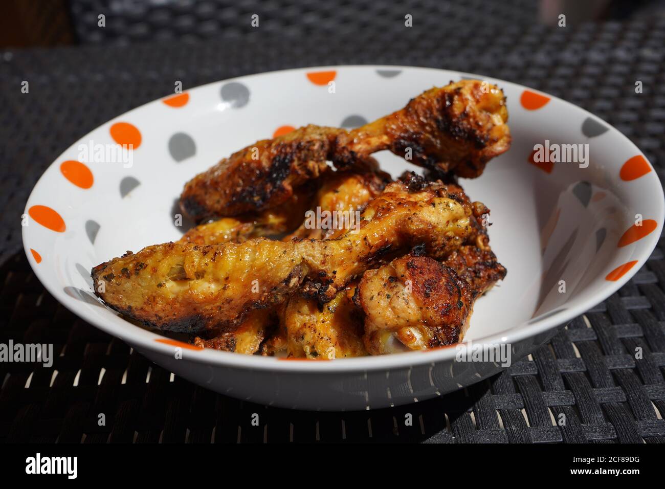 Closeup shot of fried chicken in the plate Stock Photo - Alamy