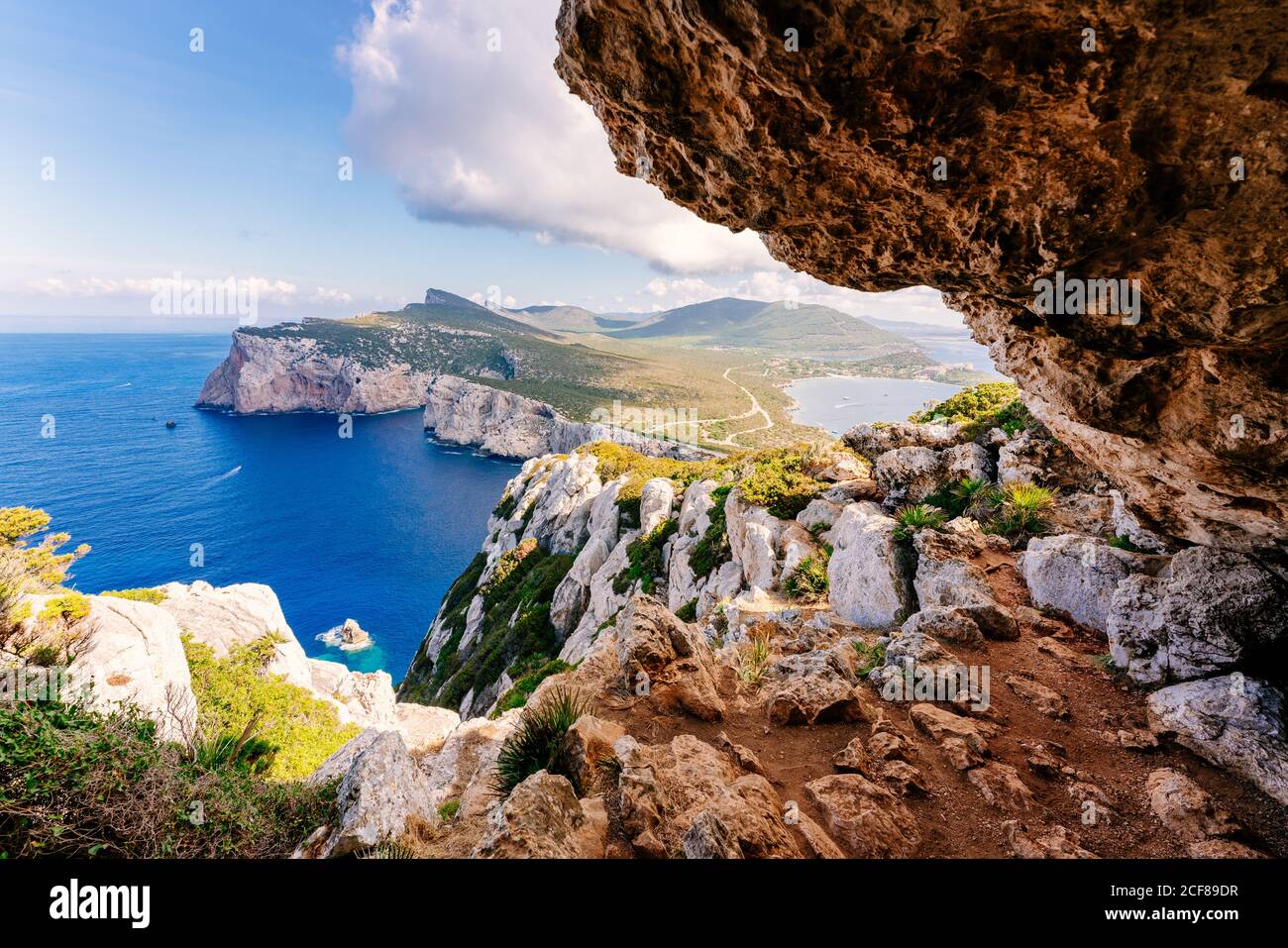 Hunting Cape, cliffs and blue sea. Sardinia, Italy Stock Photo - Alamy