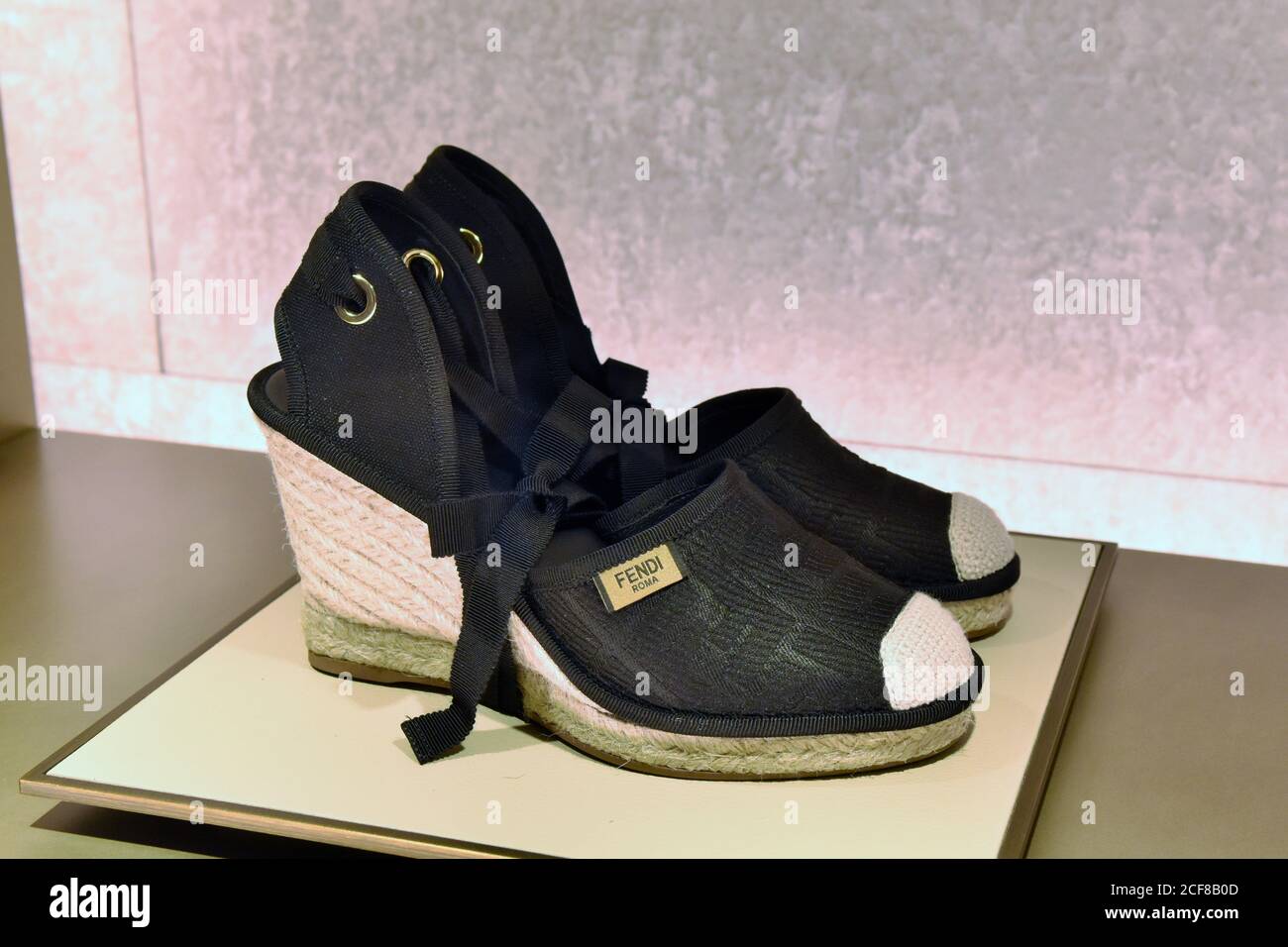 SHOES ON DISPLAY AT FENDI BOUTIQUE IN CONDOTTI STREET Stock Photo - Alamy