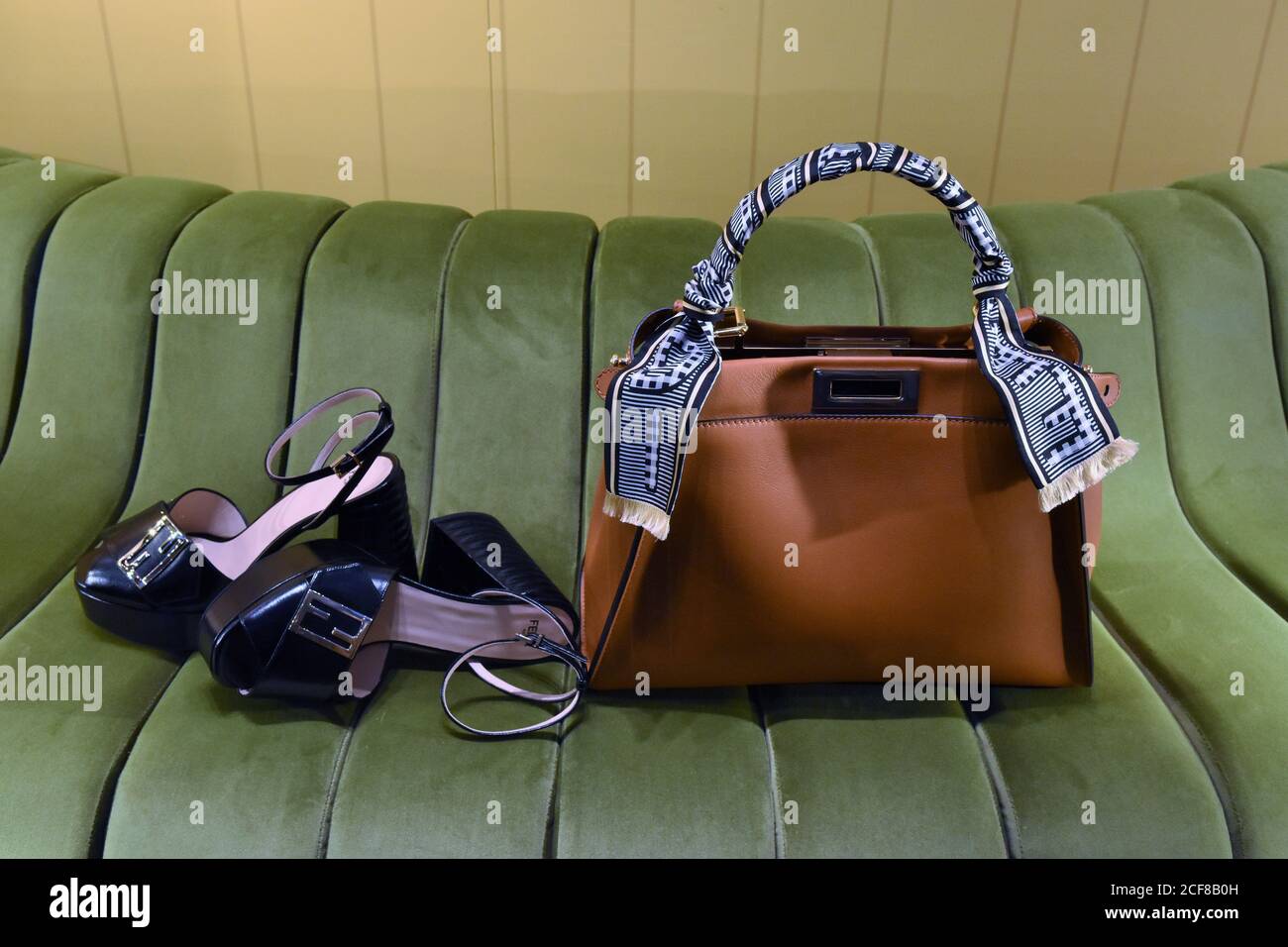 SHOES AND BAG ON DISPLAY AT FENDI BOUTIQUE IN CONDOTTI STREET Stock ...