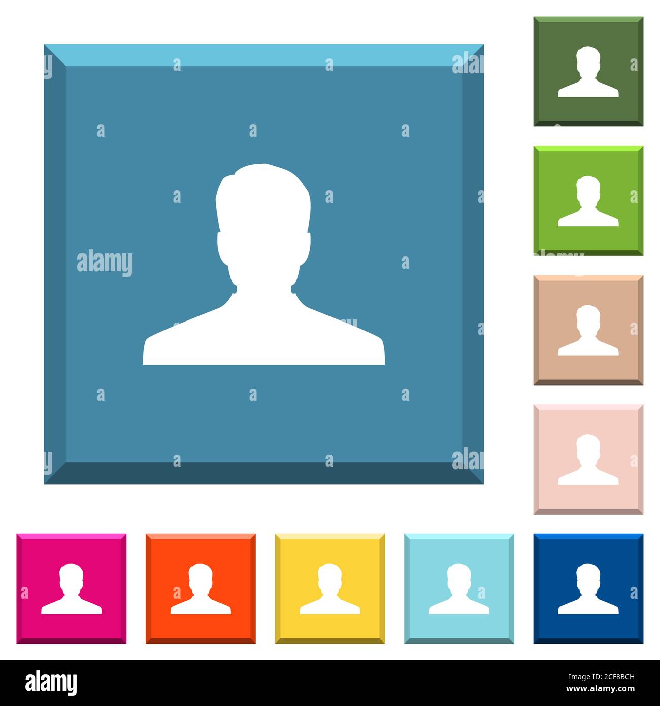 Anonymous avatar white icons on edged square buttons in various trendy ...