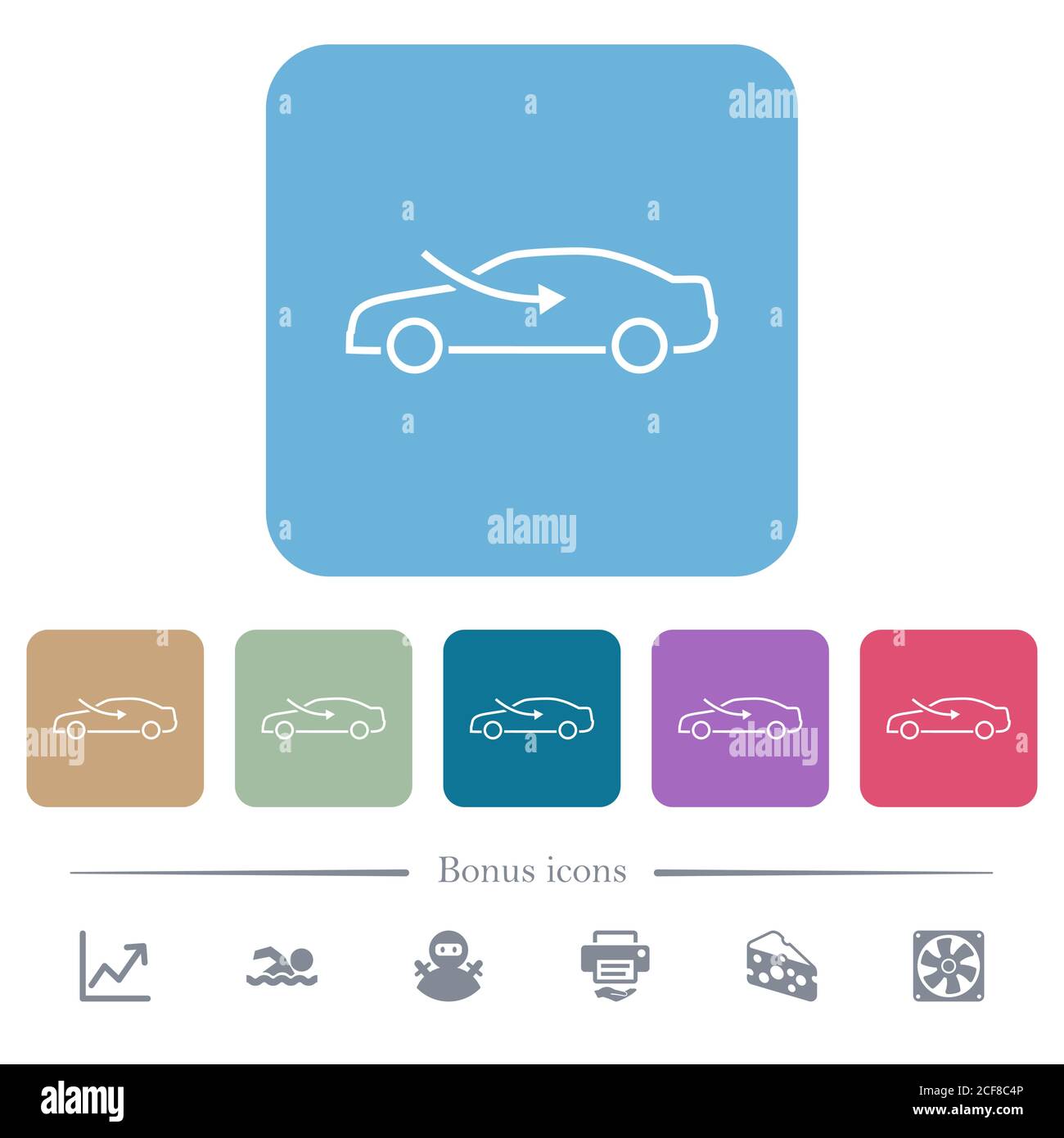 car airflow adjustment external white flat icons on color rounded ...
