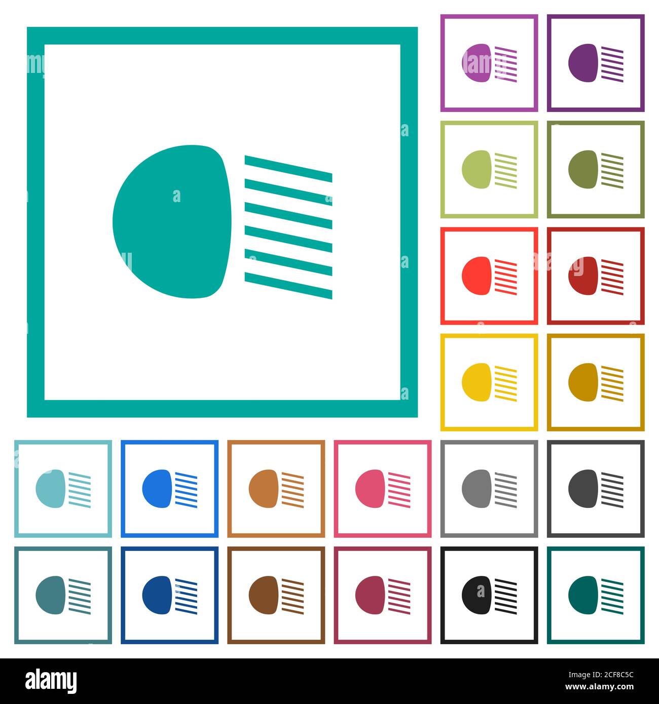 Dipped beam lights flat color icons with quadrant frames on white ...
