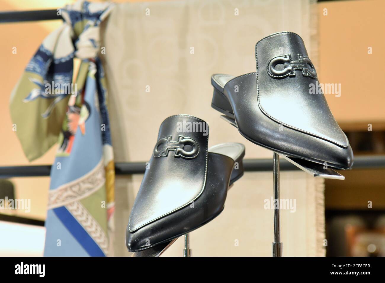 SHOES ON DISPLAY AT SALVATORE FERRAGAMO BOUTIQUE IN CONDOTTI STREET ...