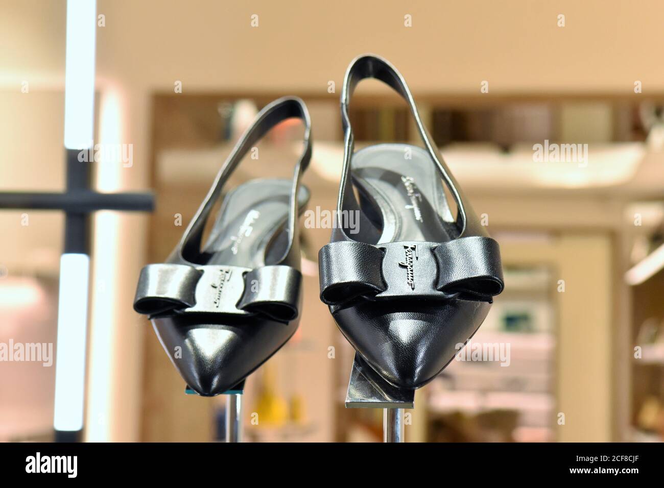 SHOES ON DISPLAY AT SALVATORE FERRAGAMO BOUTIQUE IN CONDOTTI STREET ...