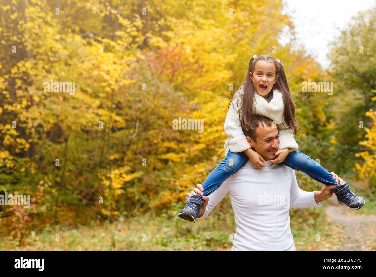 happy father and daughter on natural background Stock Photo - Alamy