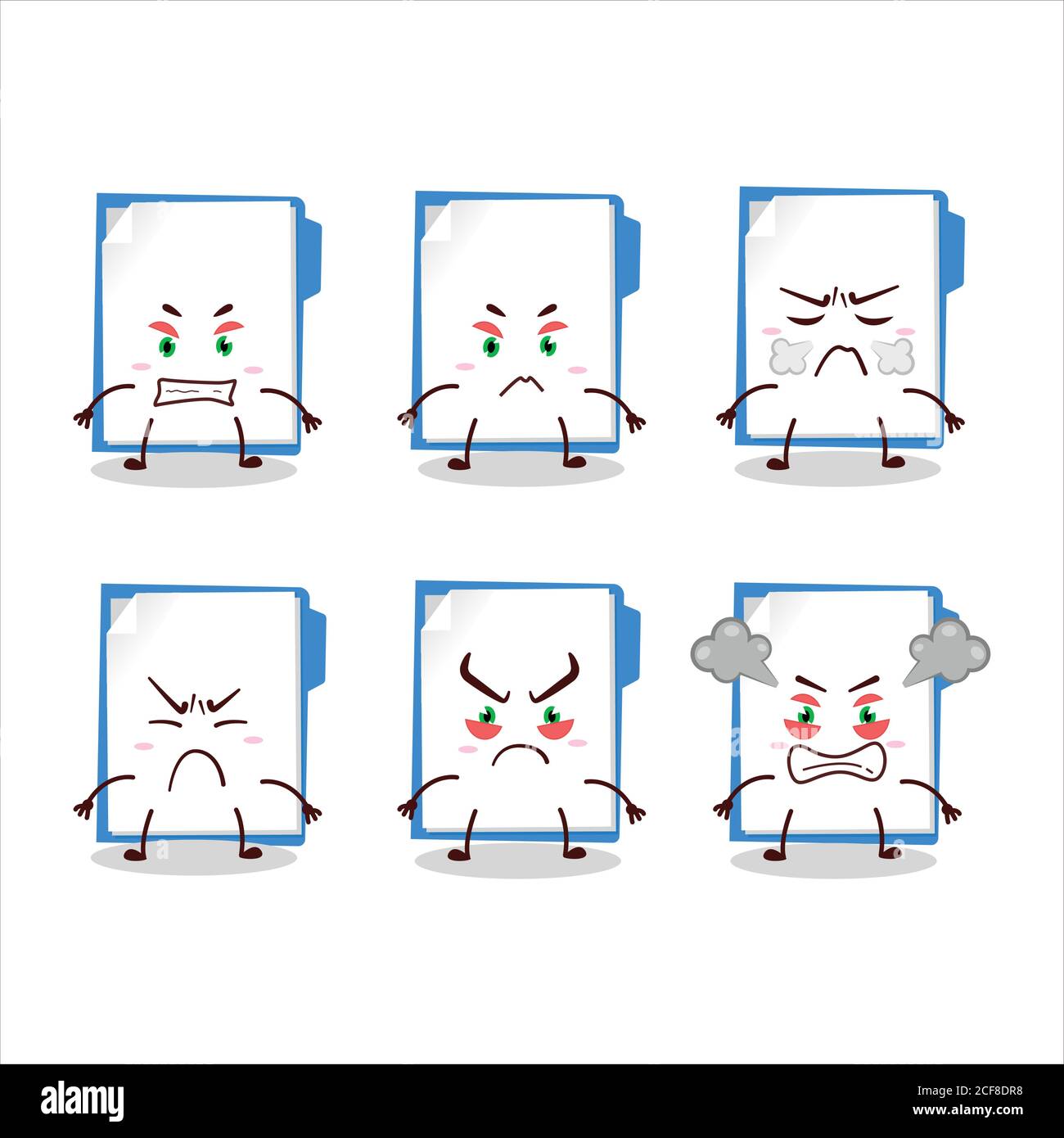 Blue manila folder cartoon character with various angry expressions ...