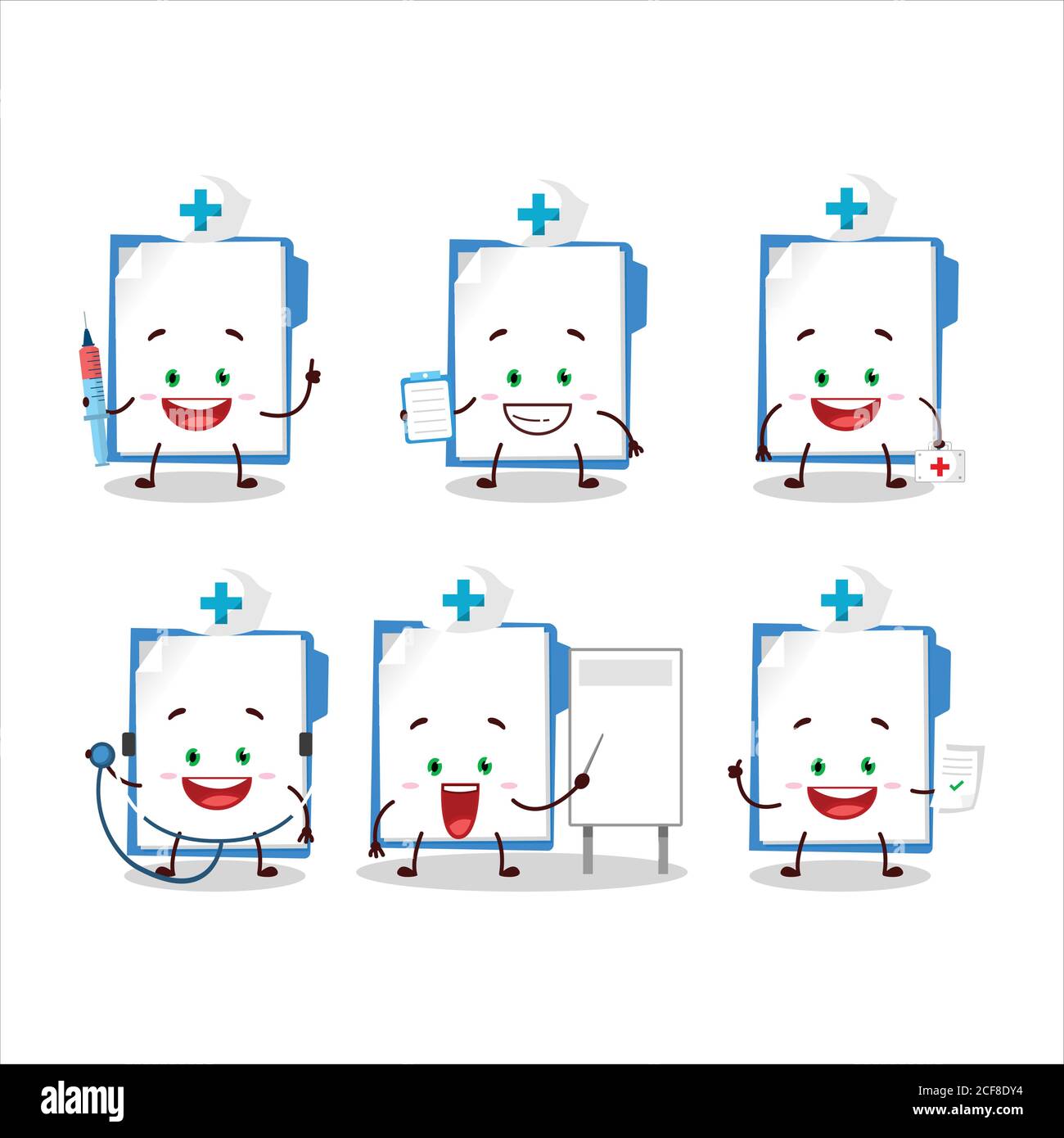 Doctor profession emoticon with blue manila folder cartoon character ...