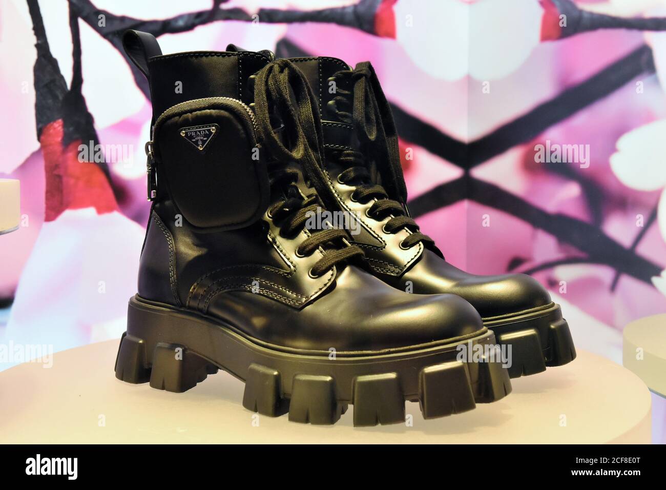 SHOES ON DISPLAY AT PRADA BOUTIQUE IN CONDOTTI STREET Stock Photo - Alamy