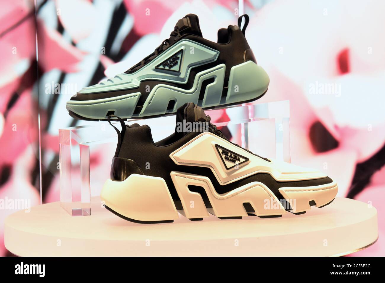 SHOES ON DISPLAY AT PRADA BOUTIQUE IN CONDOTTI STREET Stock Photo - Alamy