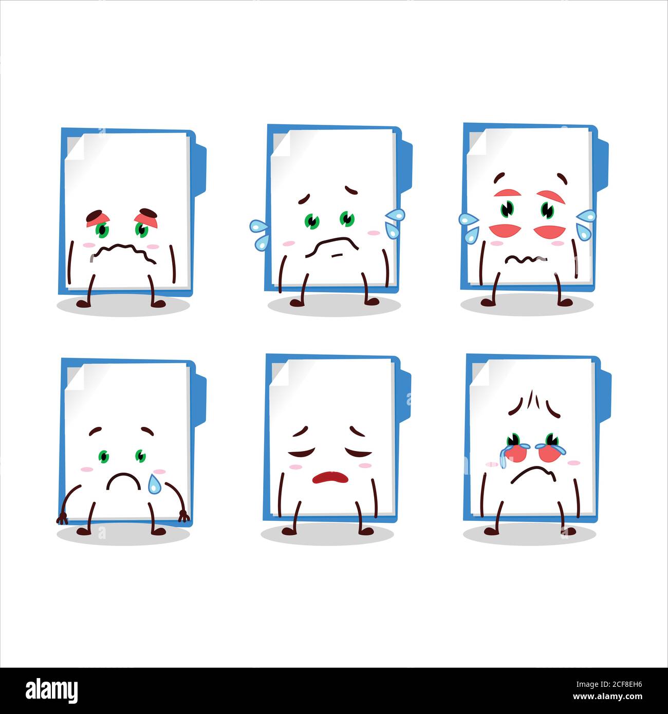 Blue manila folder cartoon character with sad expression Stock Vector ...