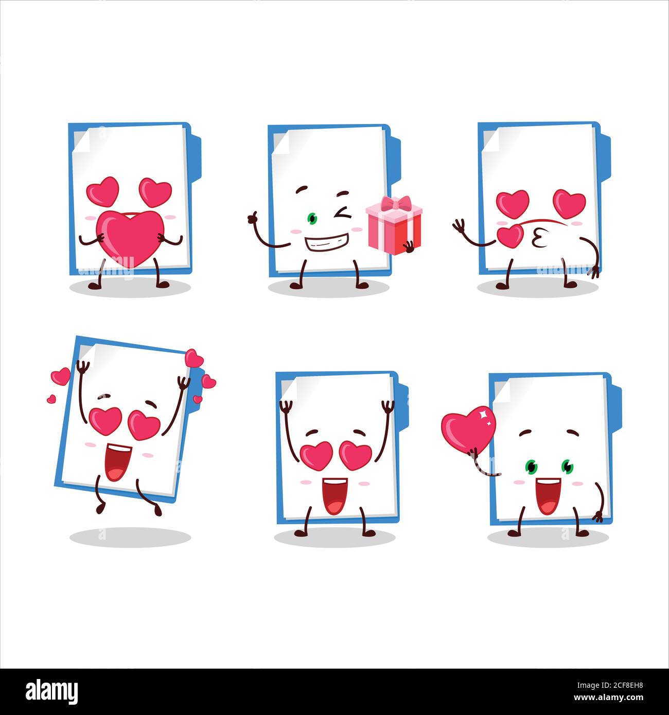 Blue manila folder cartoon character with love cute emoticon Stock ...